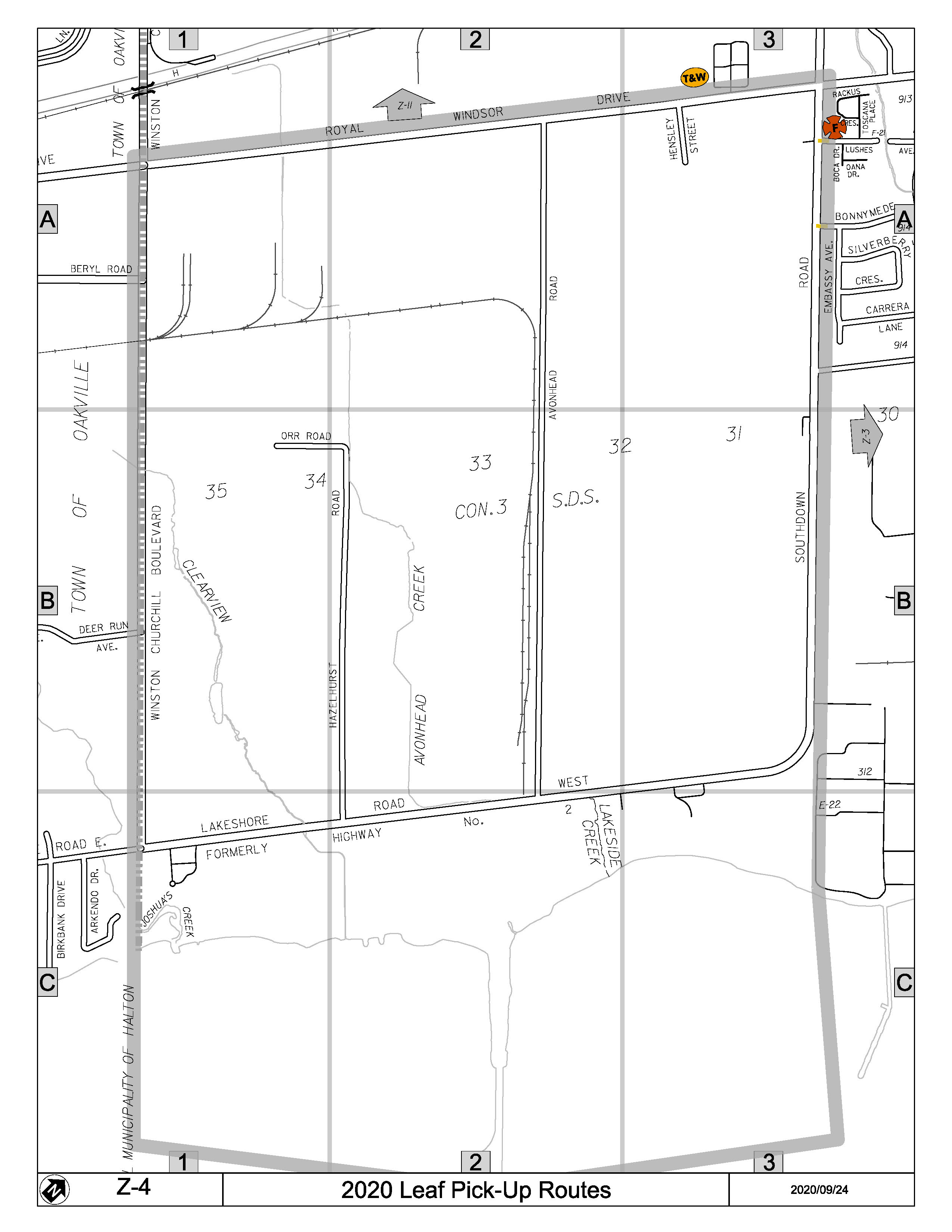 Map Z-04 of the Leaf Pick Up Routes