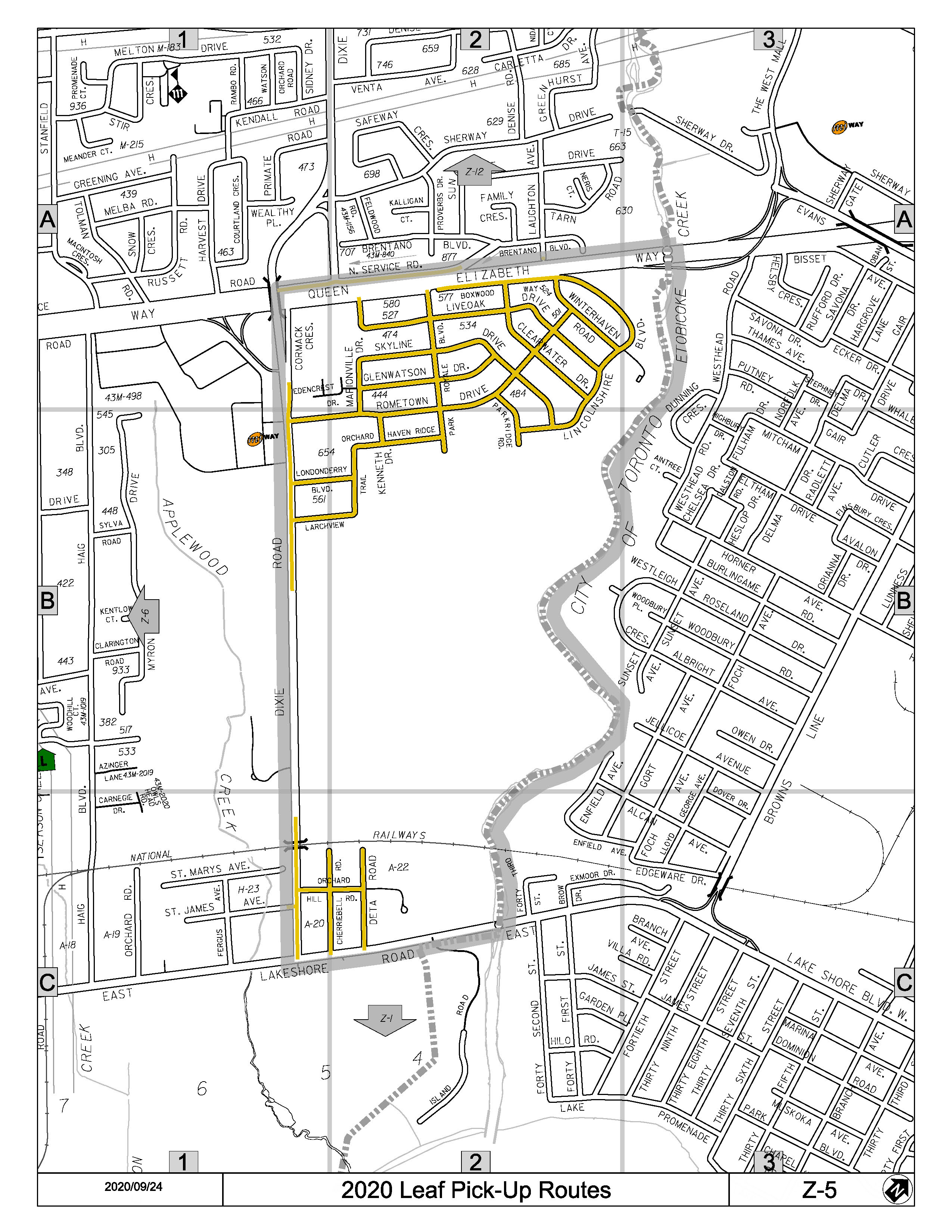 Map Z-05 of the Leaf Pick Up Routes