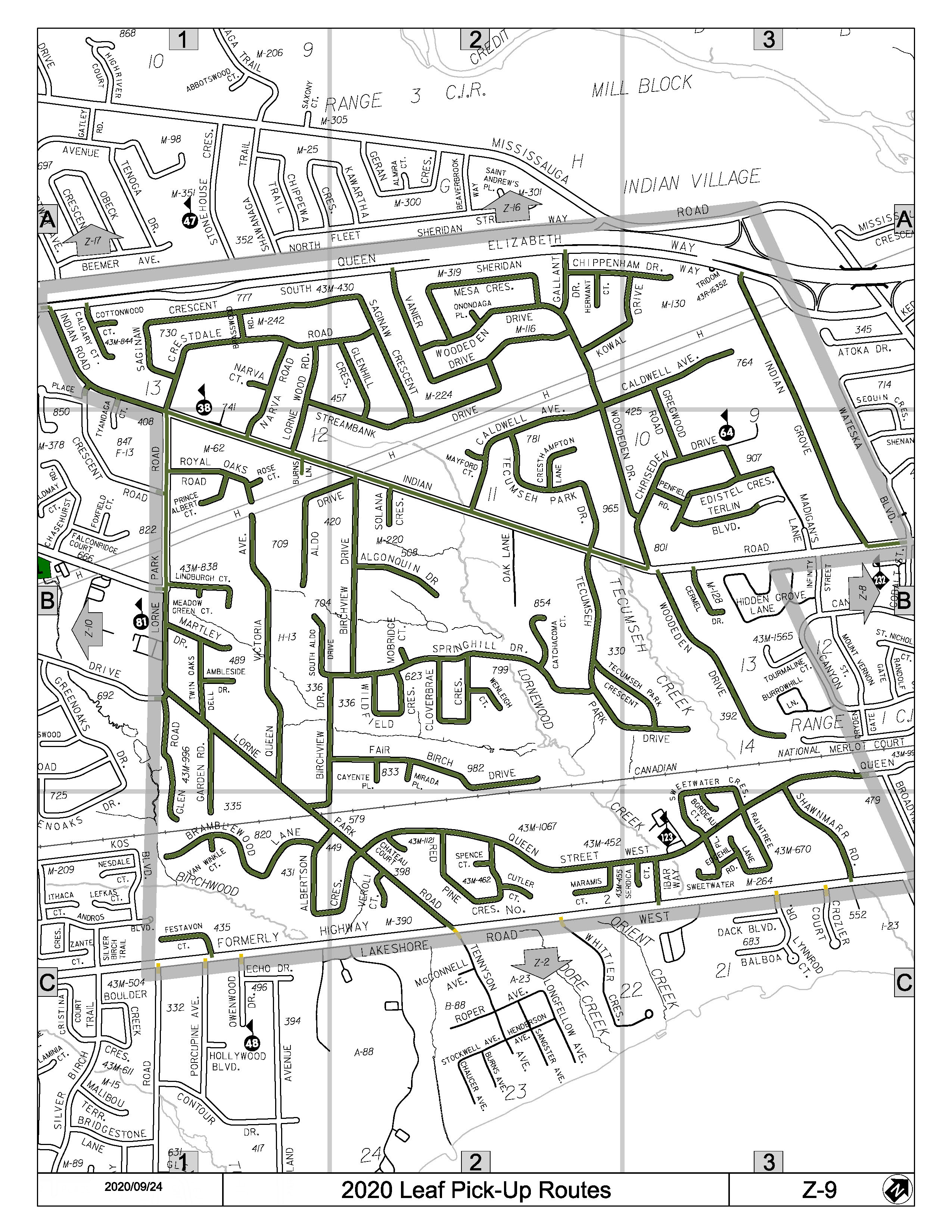 Map Z-09 of the Leaf Pick Up Routes