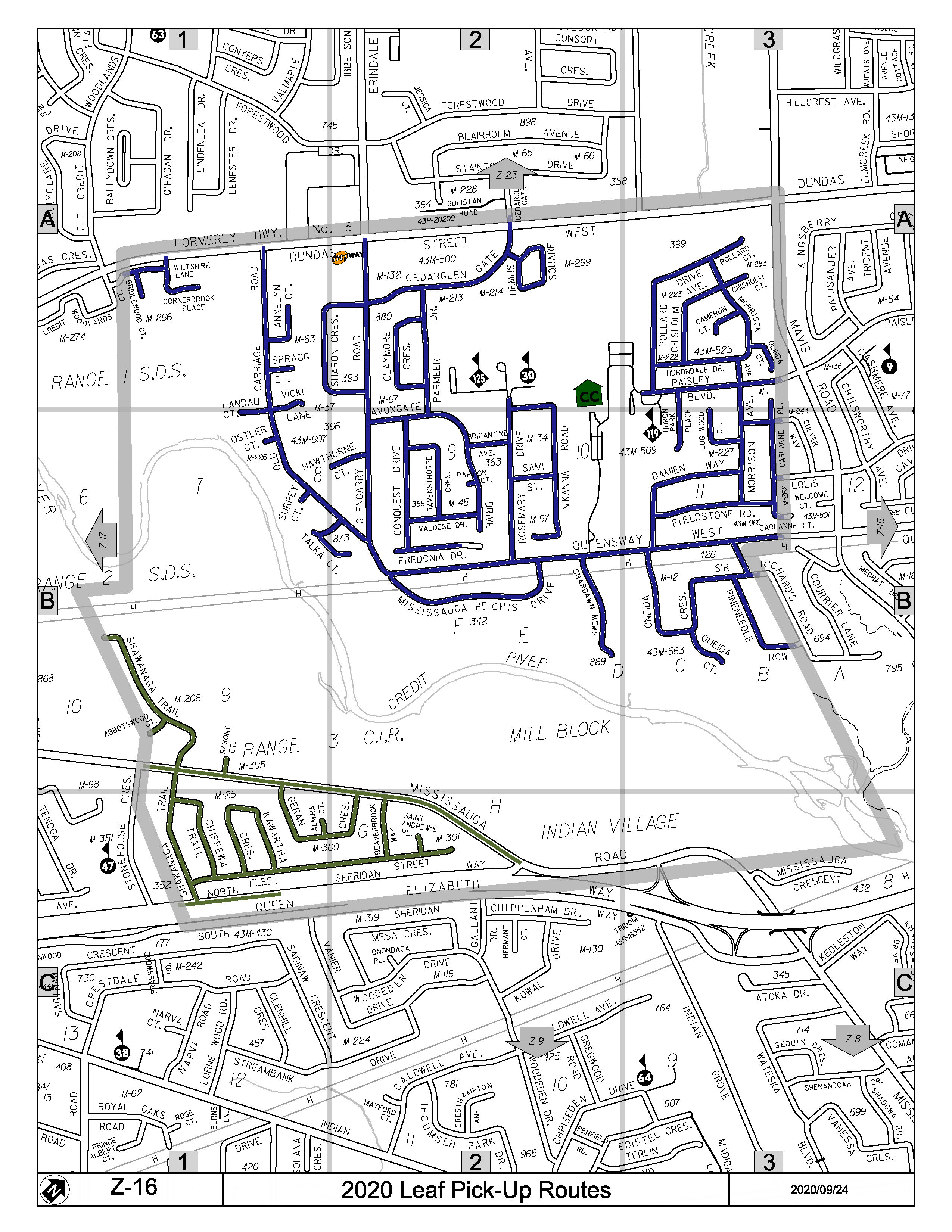 Map Z-16 of the Leaf Pick Up Routes