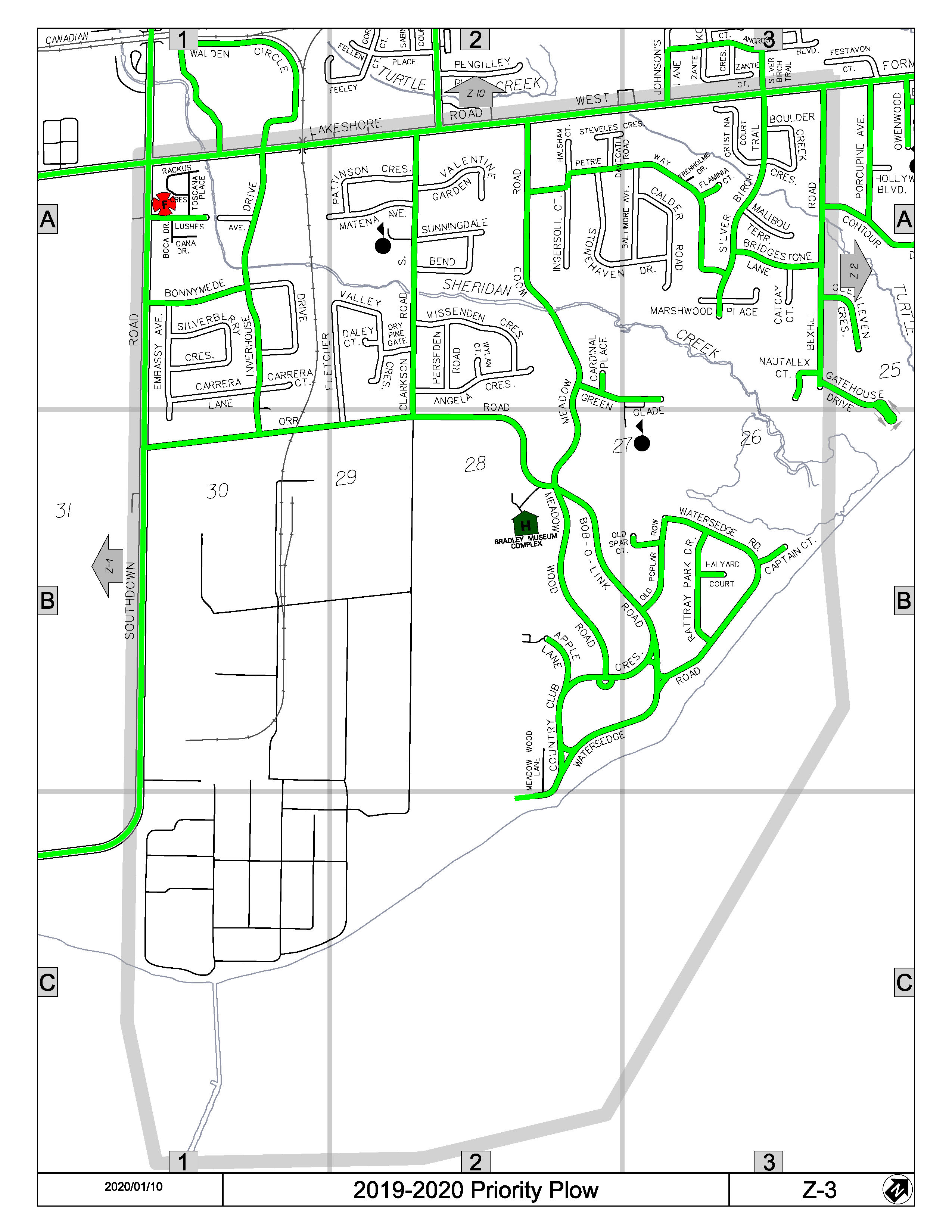 Map Z-03 of the Priority Road System for Snow Plowing