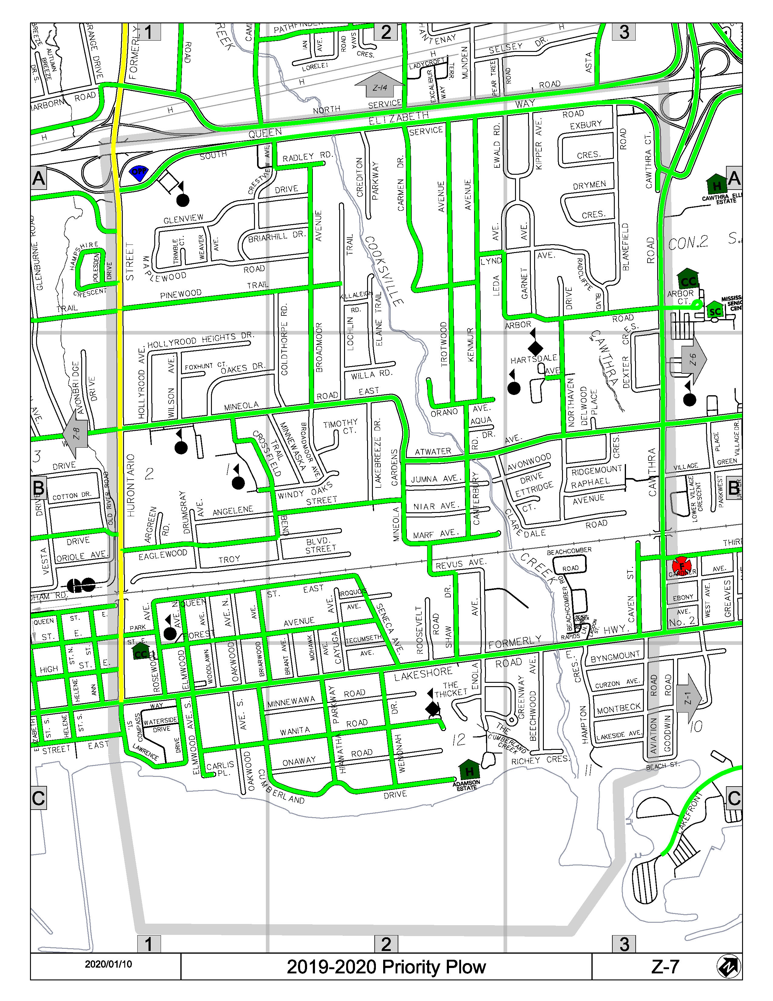 Map Z-07 of the Priority Road System for Snow Plowing