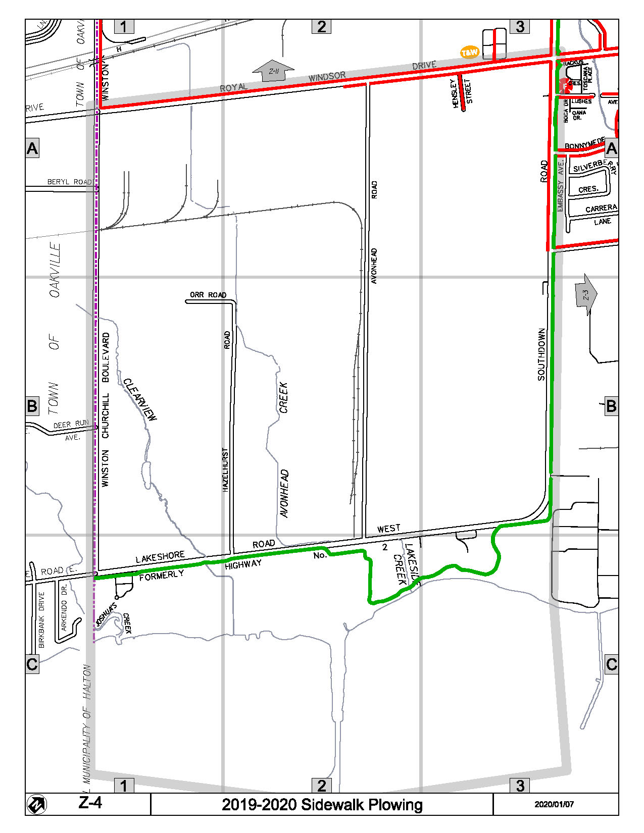 Map Z-04 of the Priority Sidewalk System for Snow Plowing