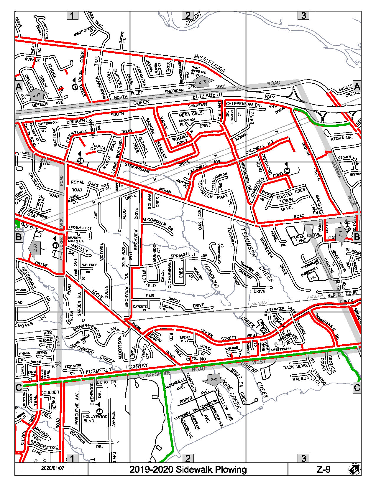 Map Z-09 of the Priority Sidewalk System for Snow Plowing